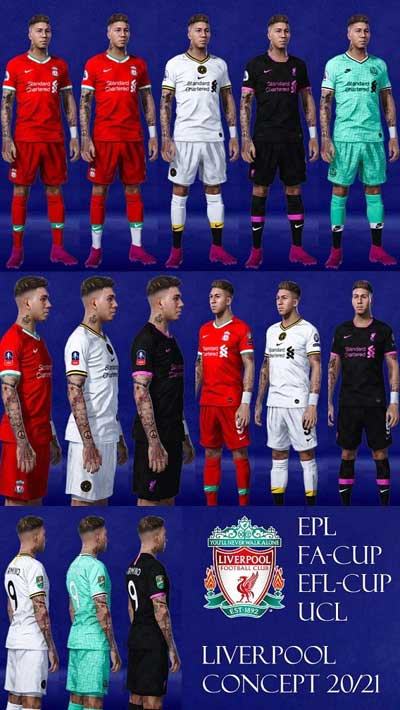 PES 2020 Kits Liverpool Concept 2020/21 by Milwalt, патчи и моды